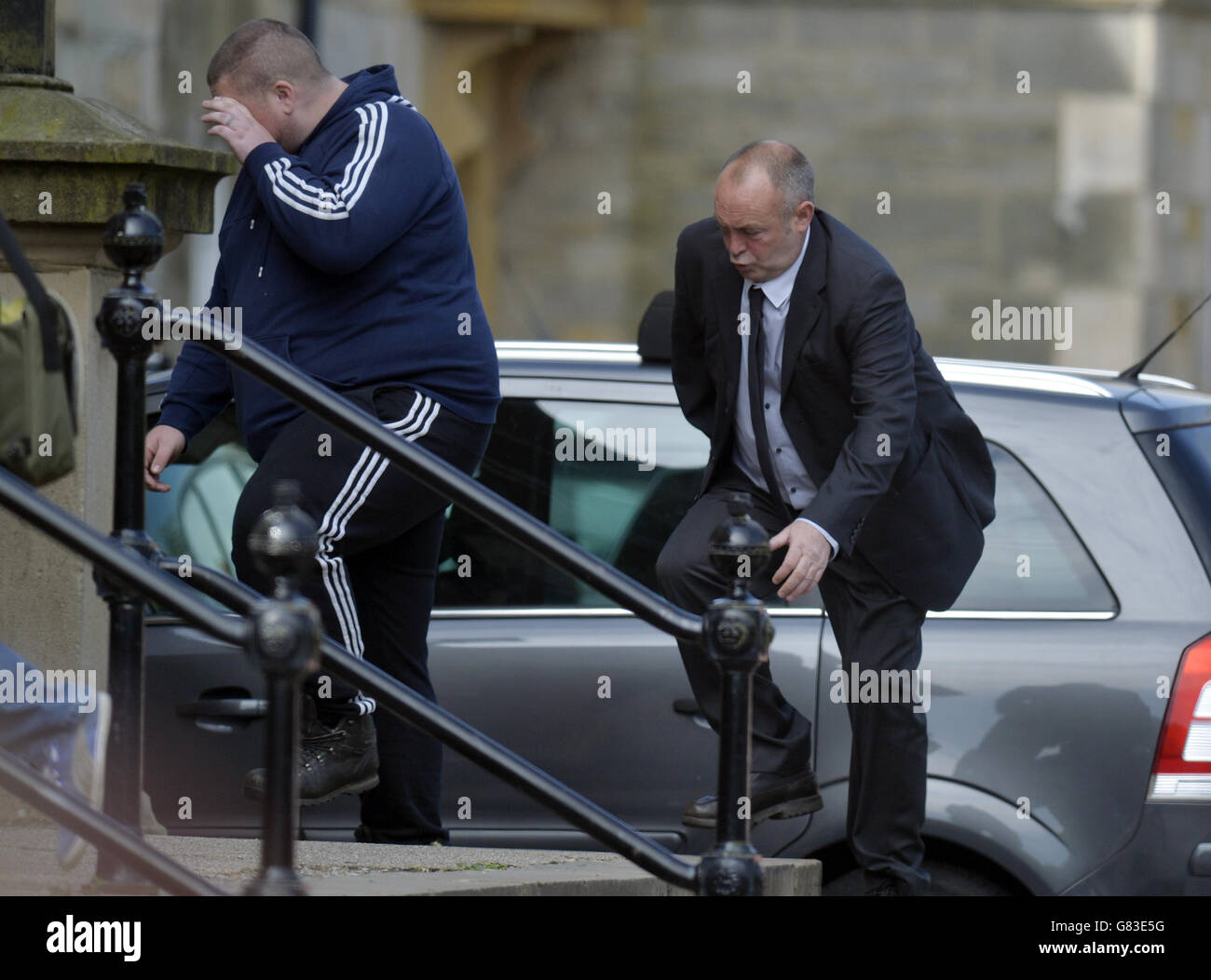 Stephen Potts (right) arrives at Durham Crown Court, he has been ...