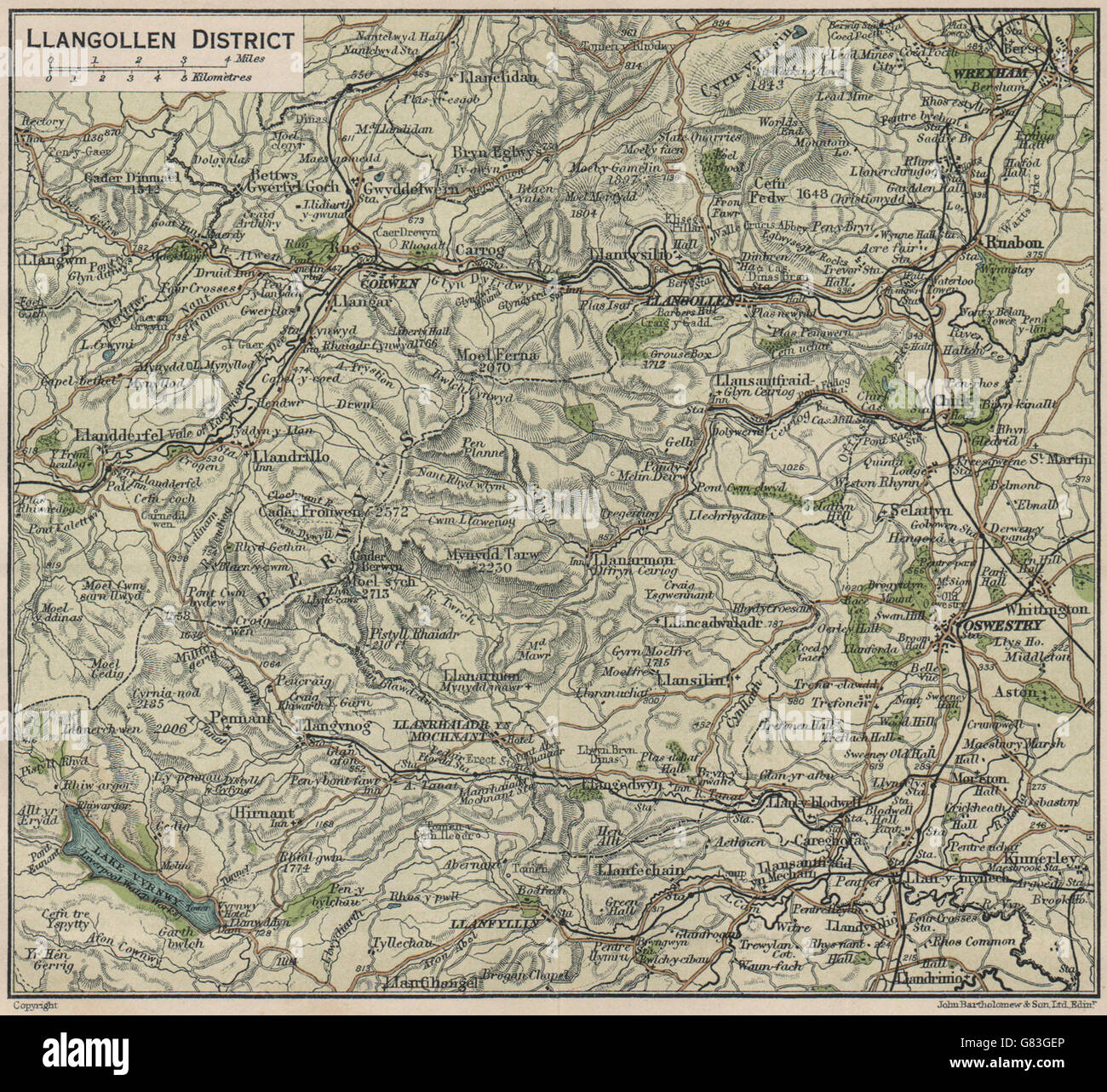LLANGOLLEN DISTRICT. Berwyn range. Oswestry Wrexham Corwen Bala. Wales ...