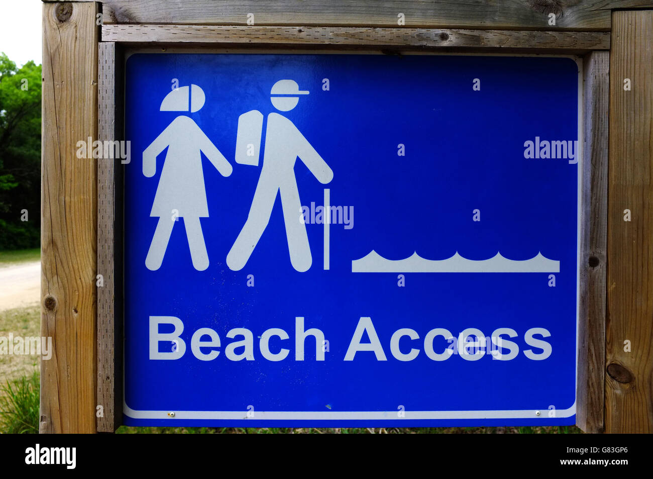 A Beach Access sign leading to a beach on Lake Huron in Ontario Stock ...