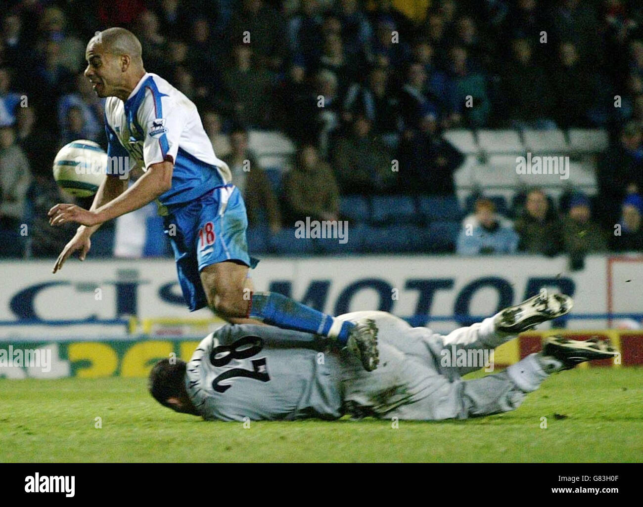 Blackburn Rover's Steven Reid is bought down by Crystal Palace ...