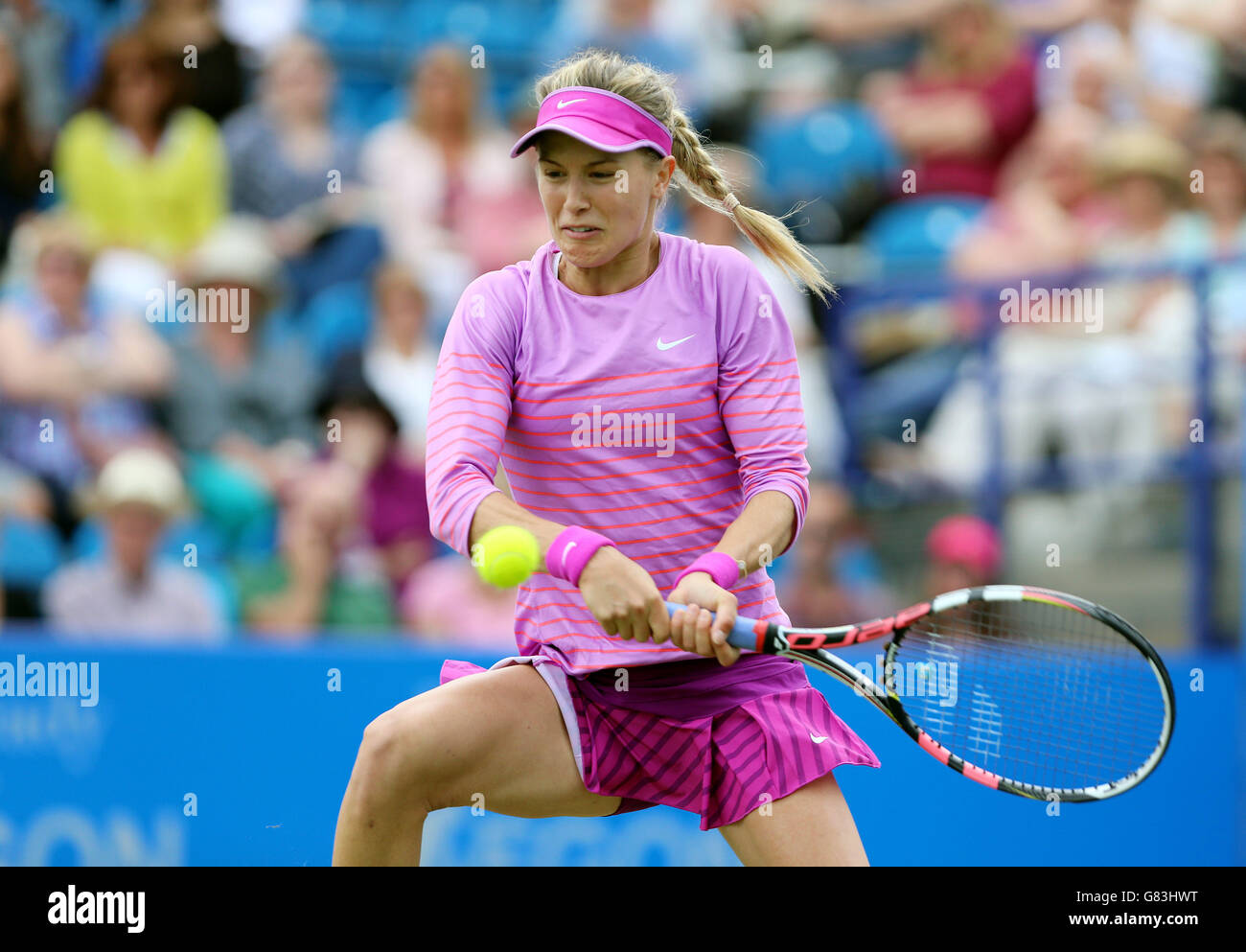 Canada's Eugenie Bouchard in action against the USA's Alison Riske ...