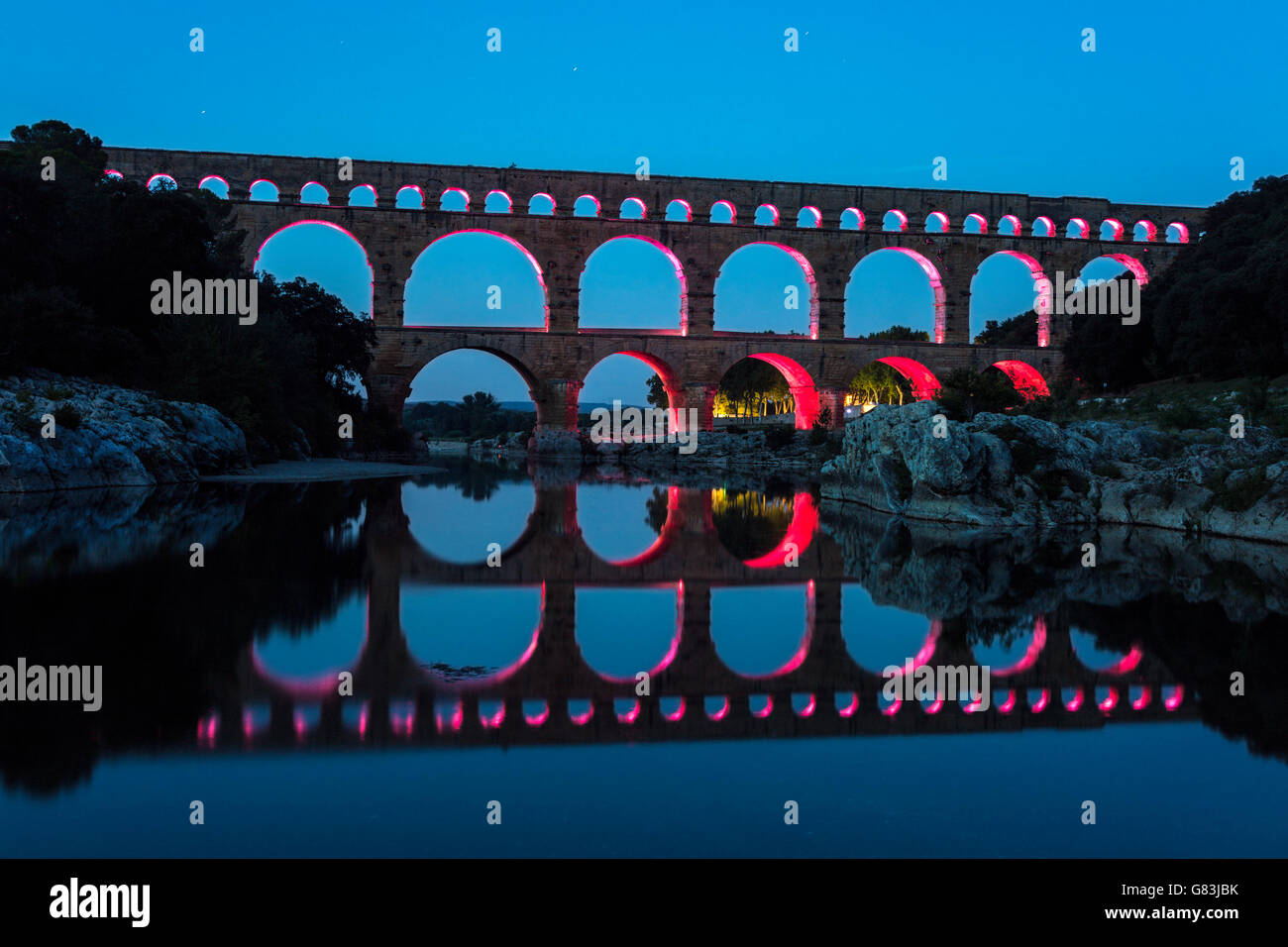 Pont du Gard at night Stock Photo - Alamy