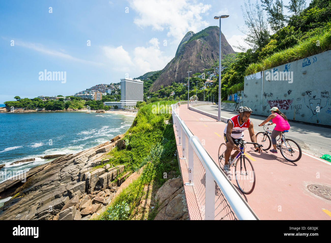RIO DE JANEIRO - MARCH 19, 2016: Cyclists ride along the newly ...