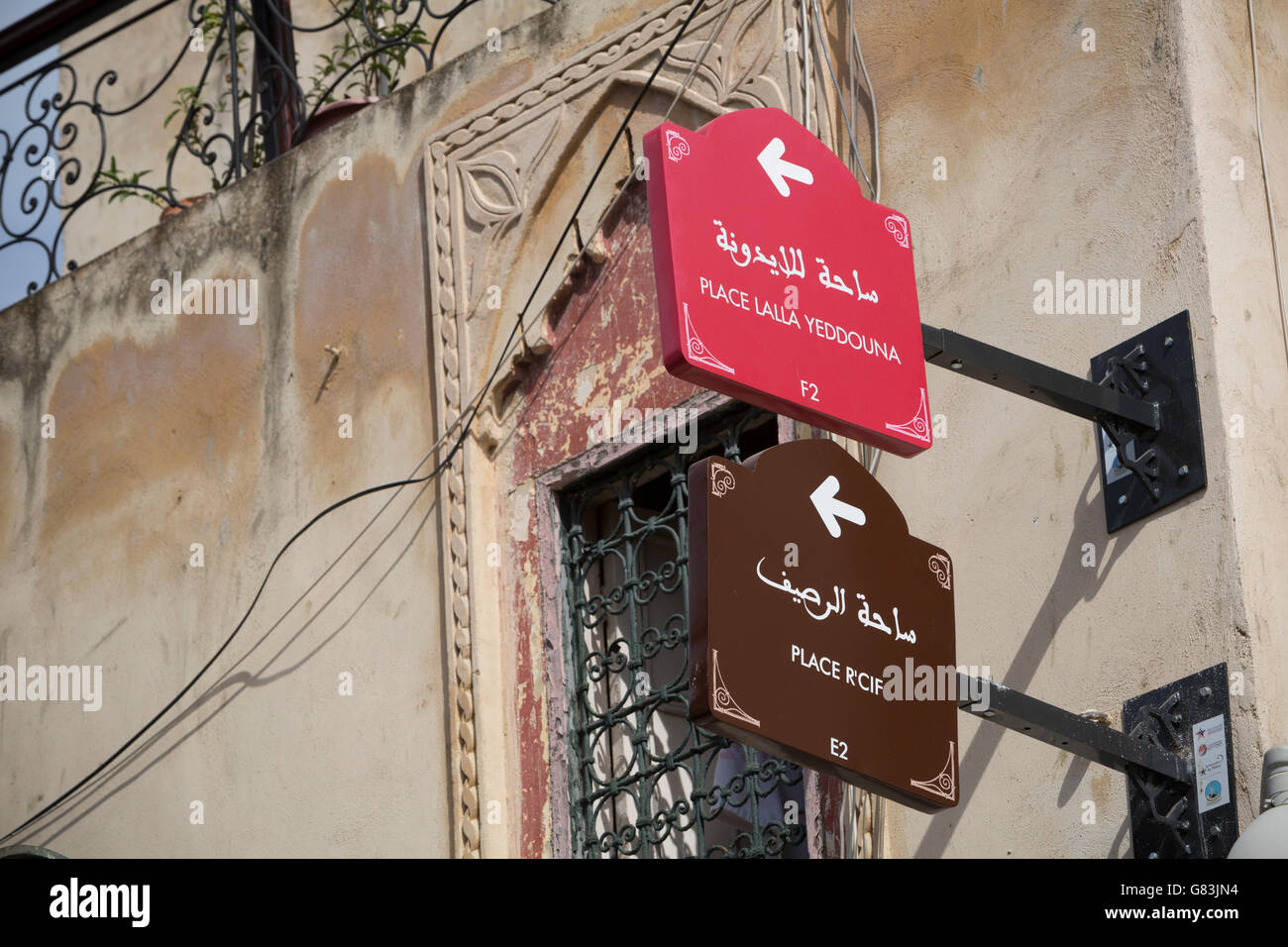 Directional signs for self-guided walking tours help guide tourists in ...