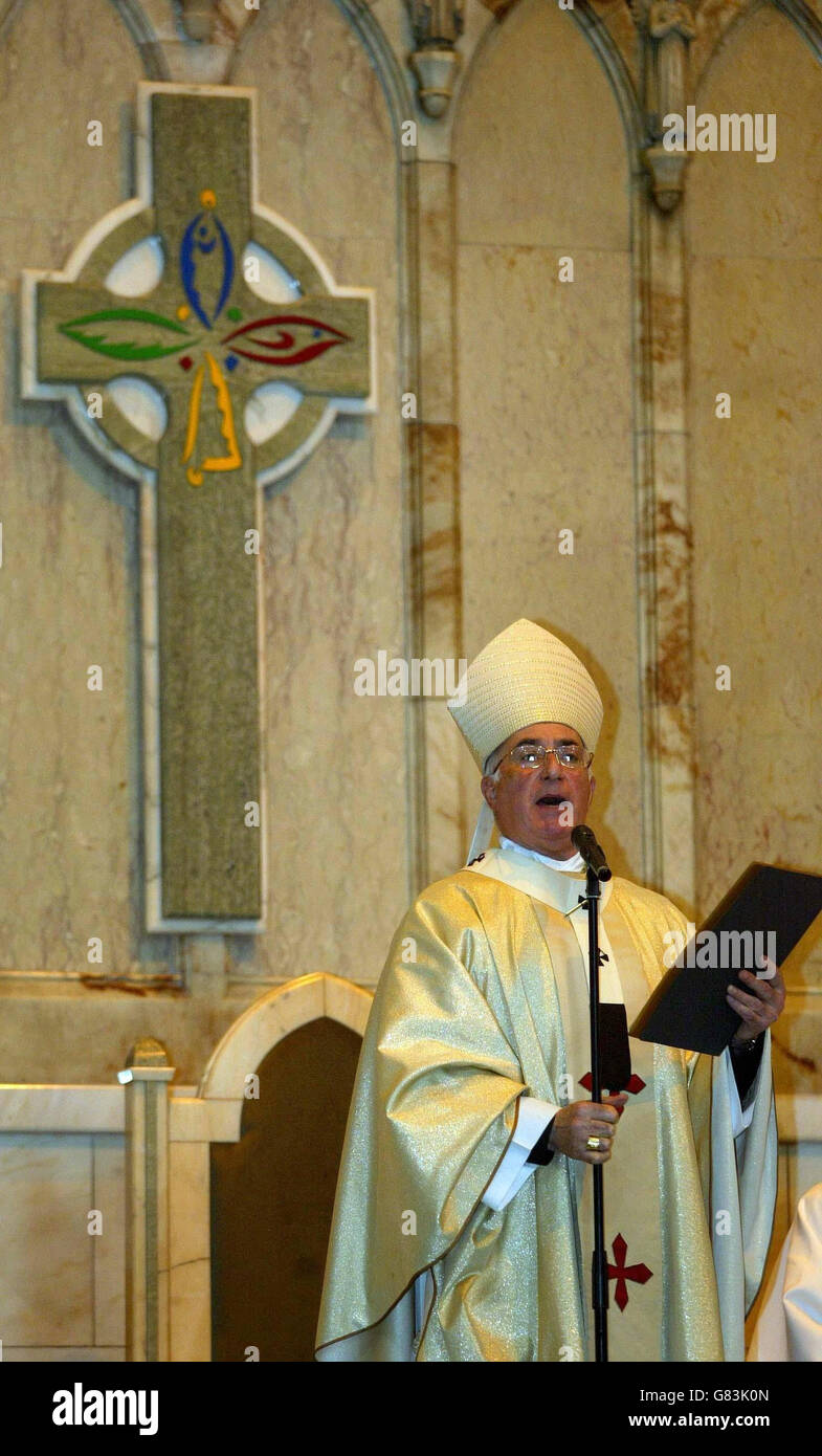 Archbishop Conti conducts a sermon during a special mass to mark the ...