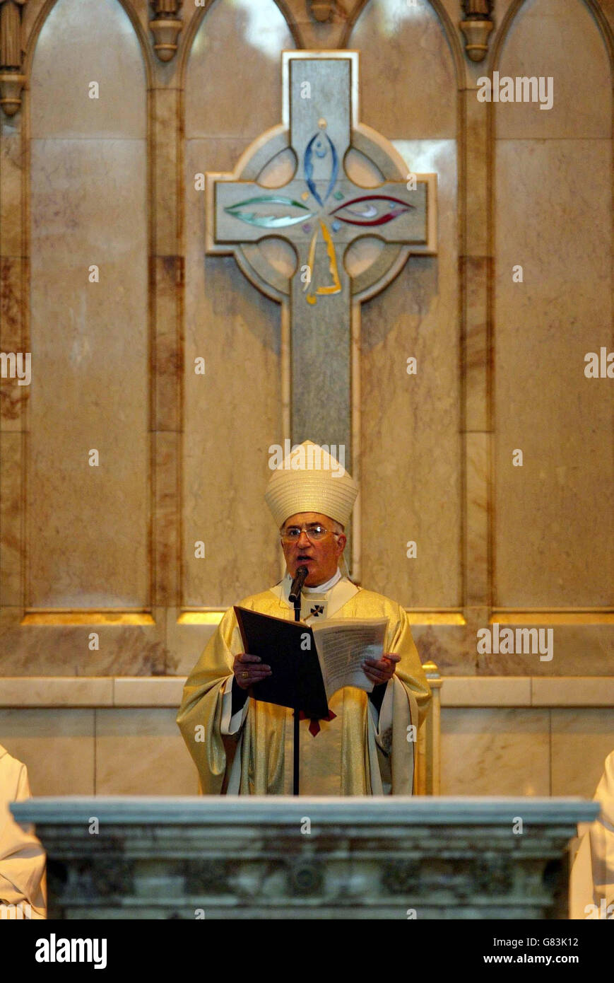 Archbishop Conti conducts a sermon during a special mass to mark the ...