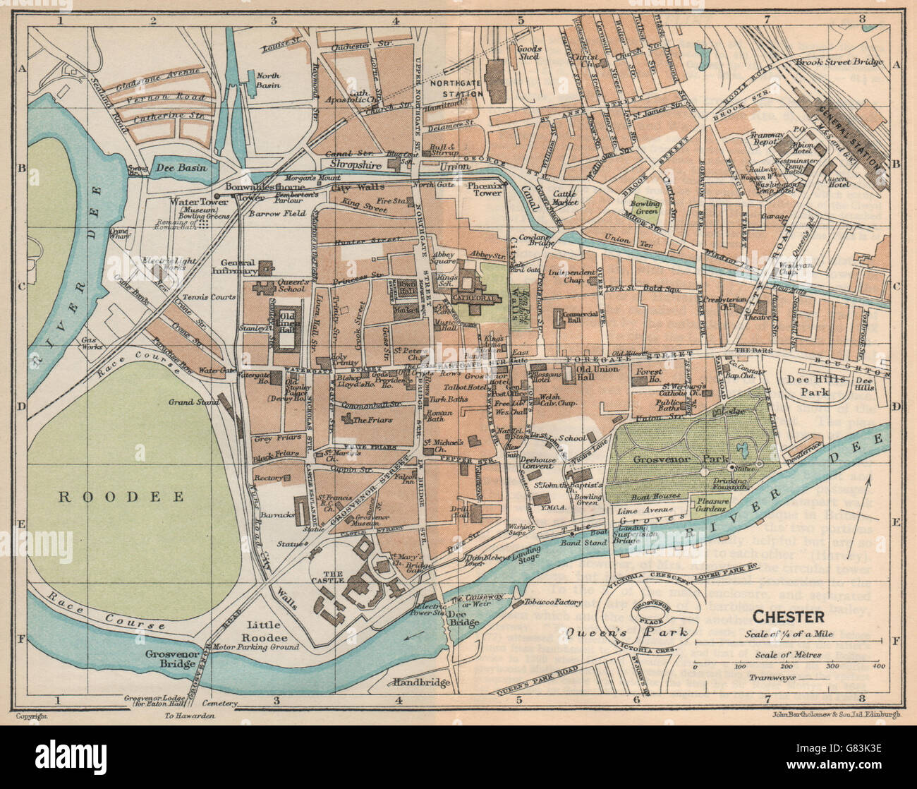 CHESTER. Vintage town city map plan. Cheshire, 1926 Stock Photo - Alamy