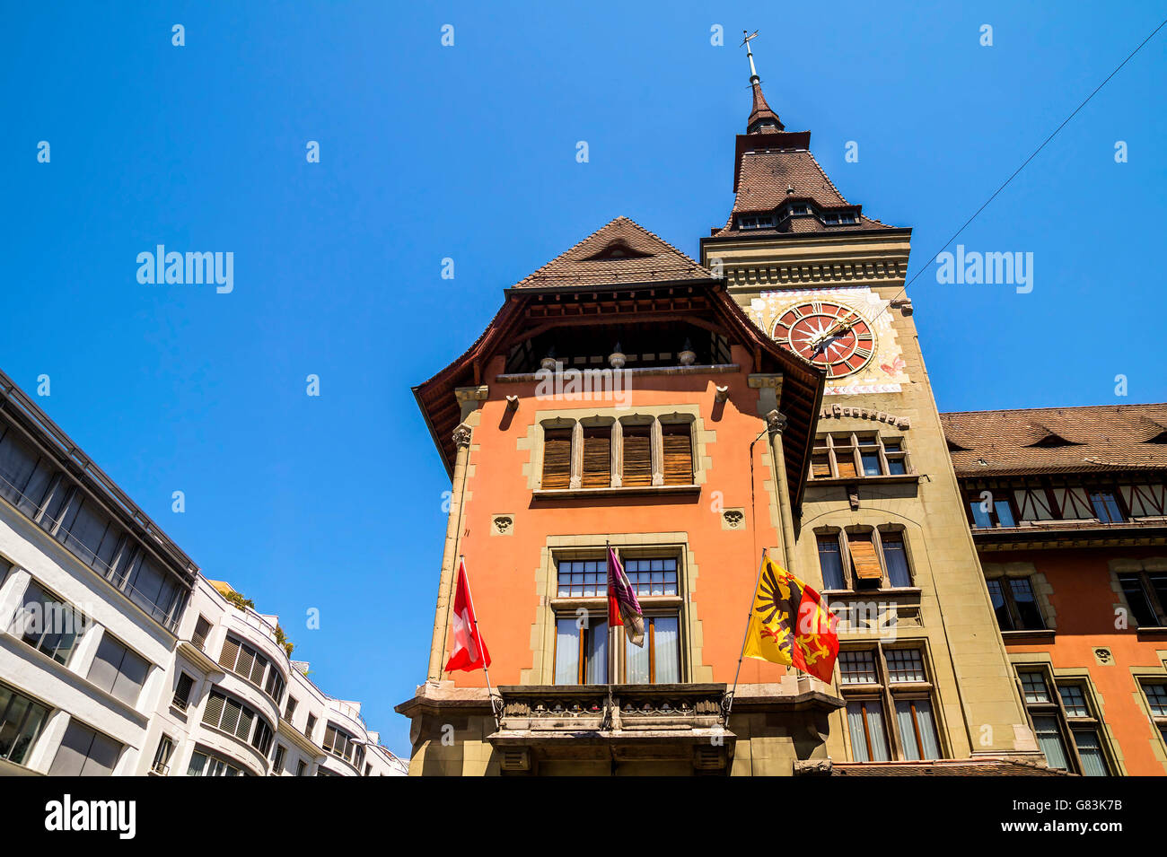 Old building architecture in Geneva city, Switzerland Stock Photo - Alamy
