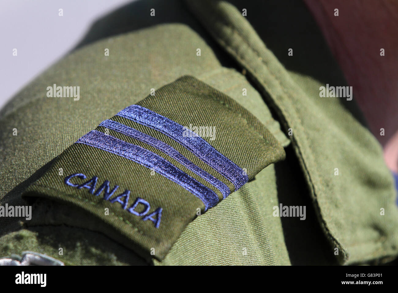 A Canadian forces officer with the rank of Major on their sleeve at CFB ...