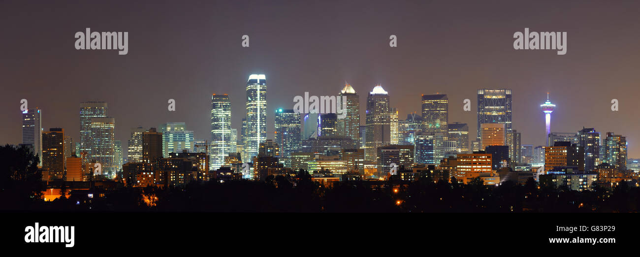 Calgary skyline in Alberta at night, Canada Stock Photo - Alamy