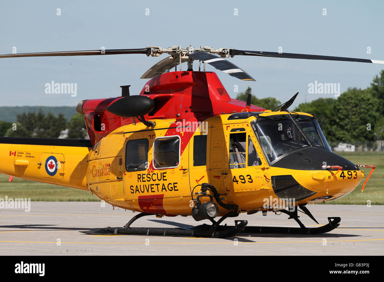 A search and rescue CH-160 Griffon helicopter stands ready on the ...