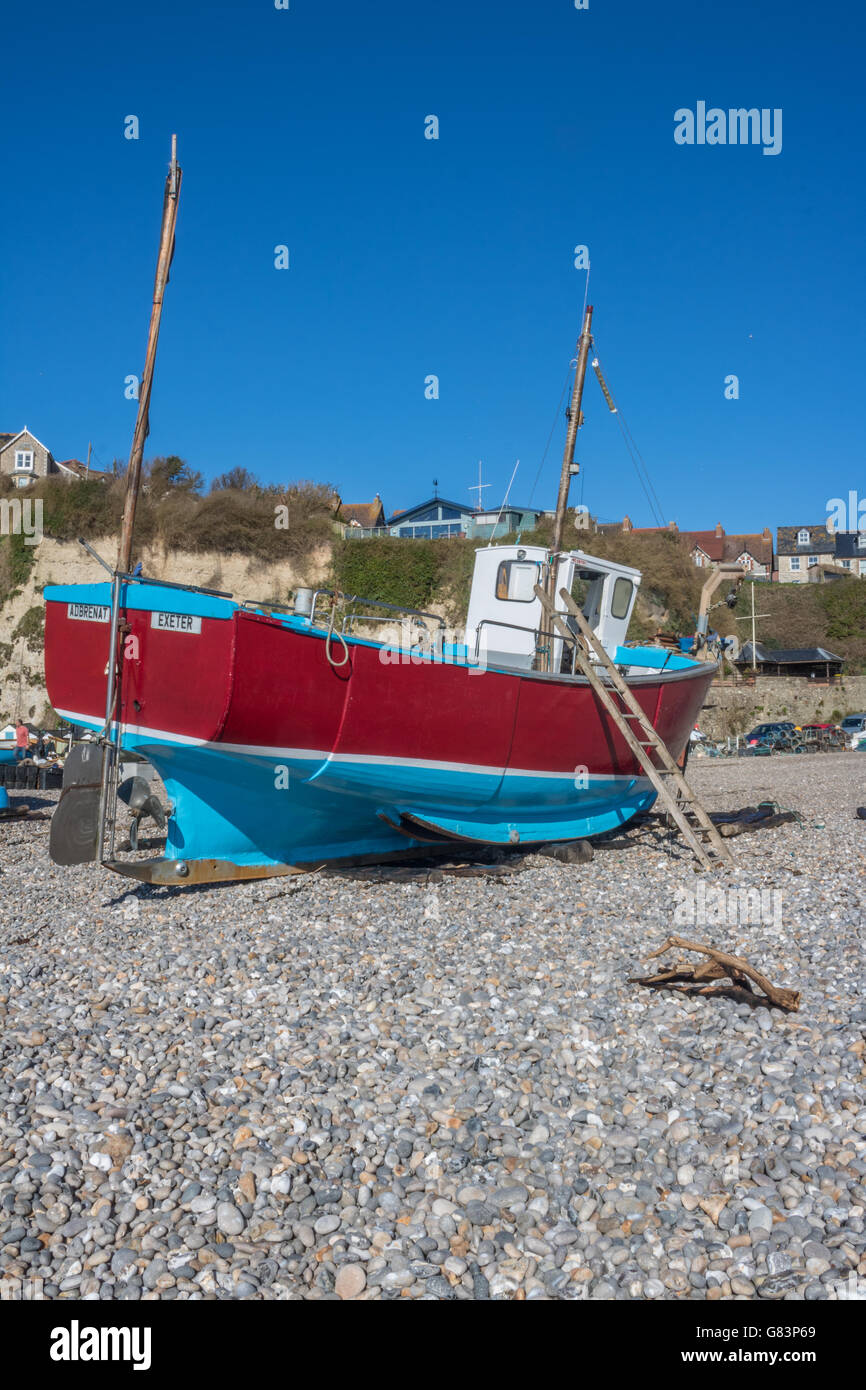 England Devon Beer Fishing boats on the beach Adrian Baker Stock Photo ...