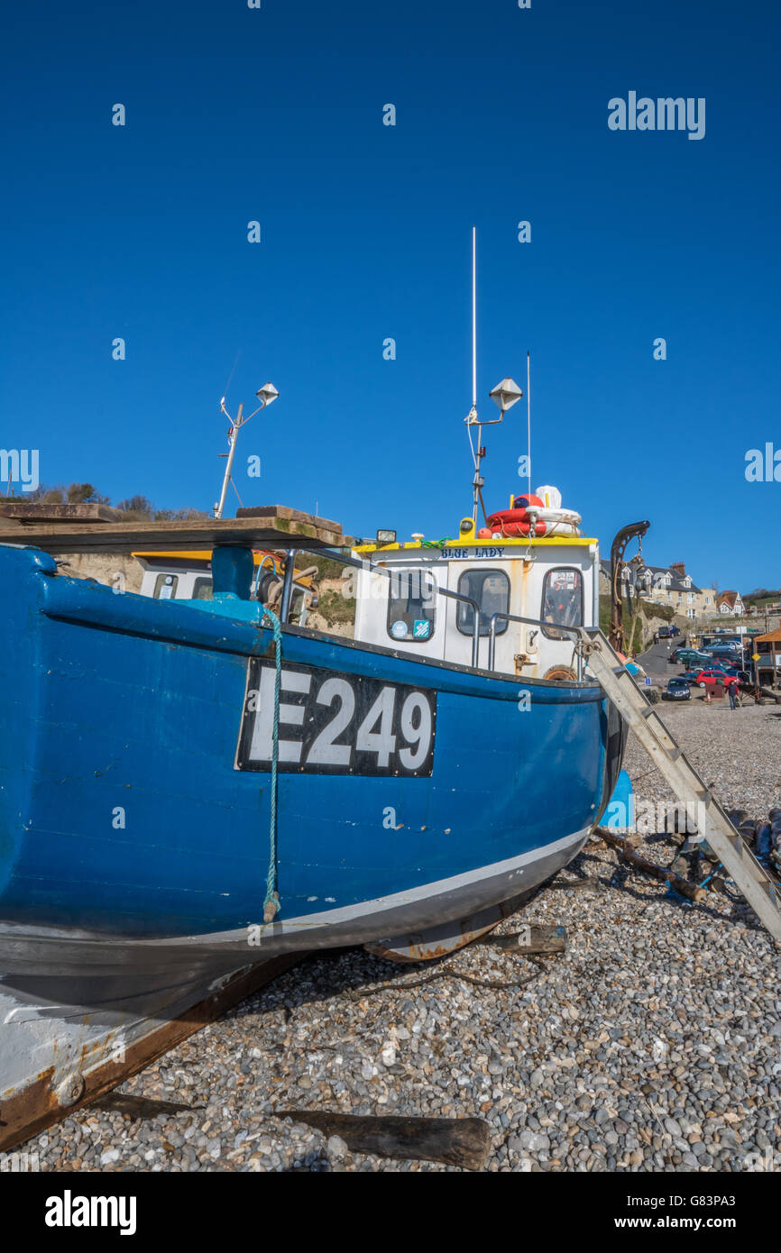England Devon Beer Fishing boats on the beach Adrian Baker Stock Photo ...