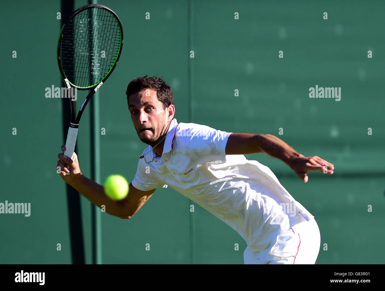 James Ward in action against Luca Vanni in the First round men's ...