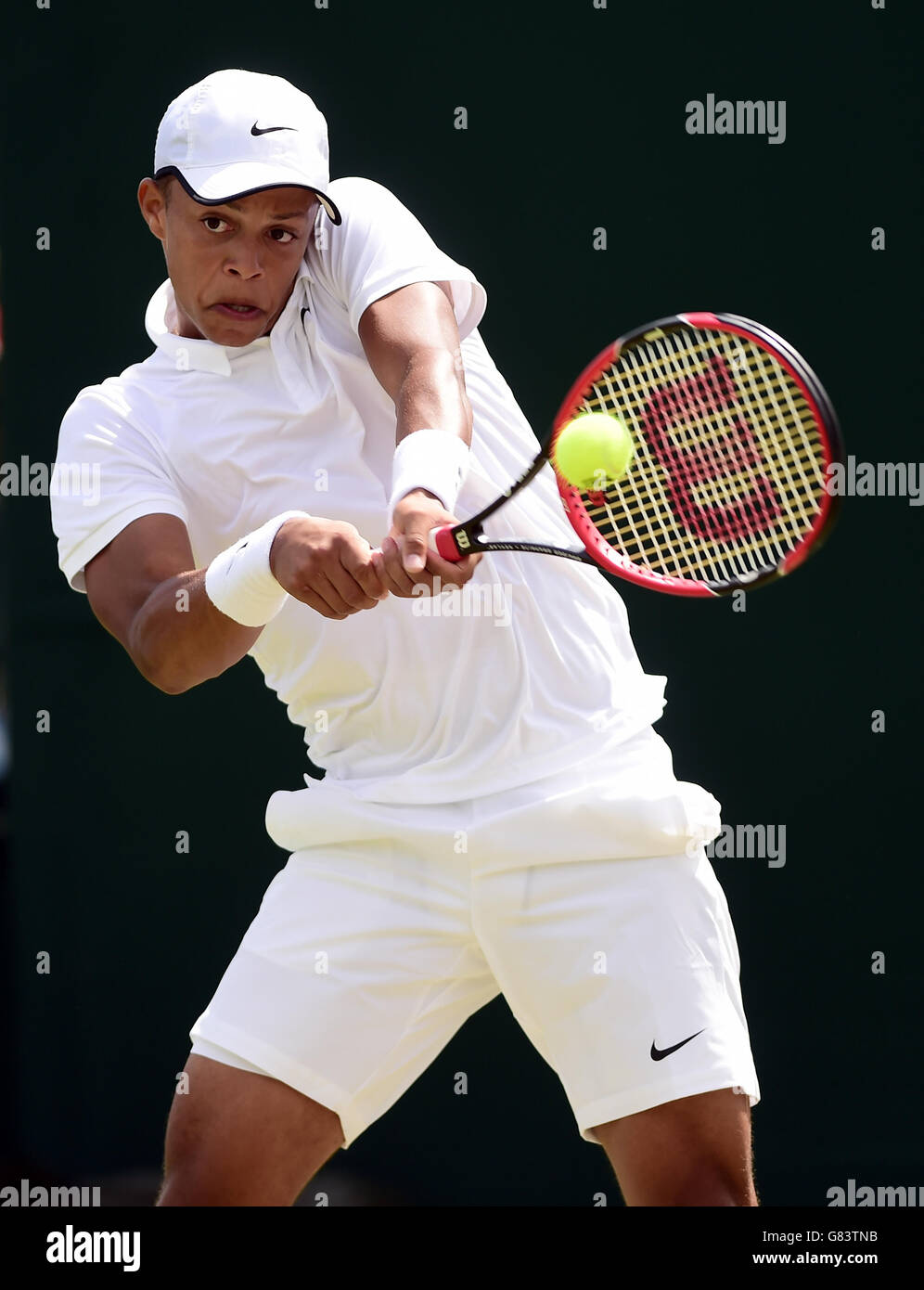 Jay Clarke in action during day Seven of the Wimbledon Championships at ...