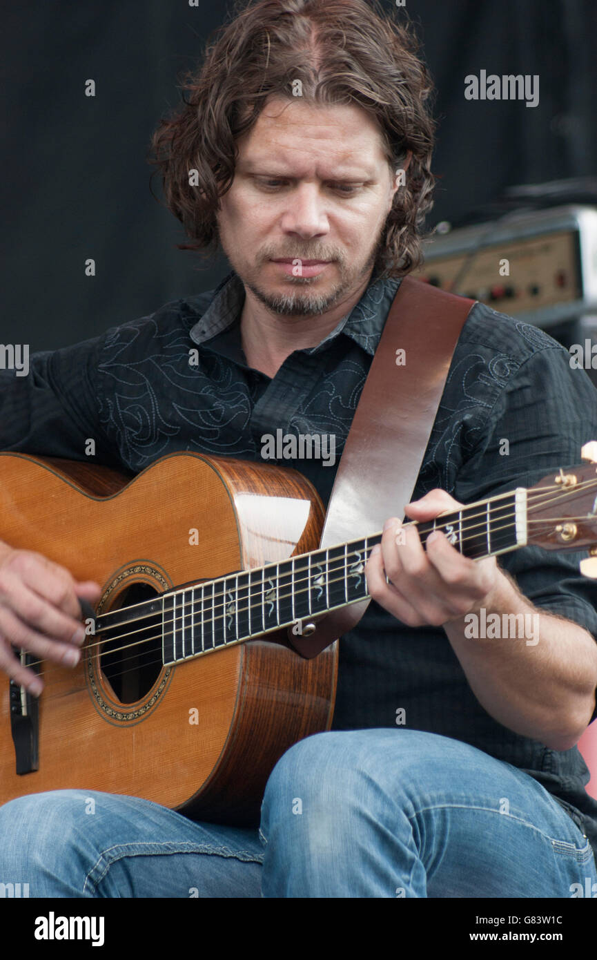 Eric Beaudry, Quebecois musician playing the guitar for De Temps Antan ...