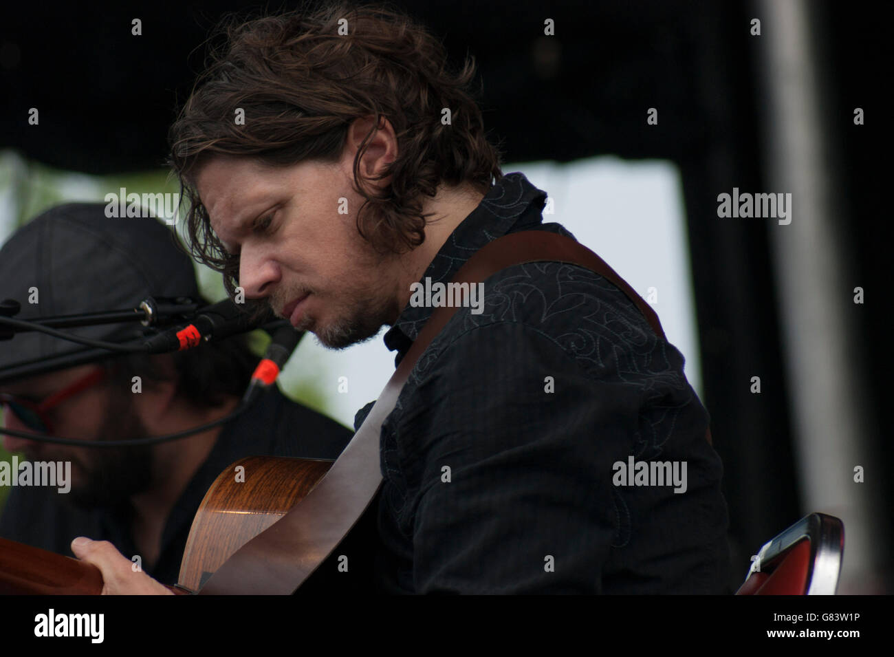 Eric Beaudry, Quebecois musician playing the guitar for De Temps Antan ...