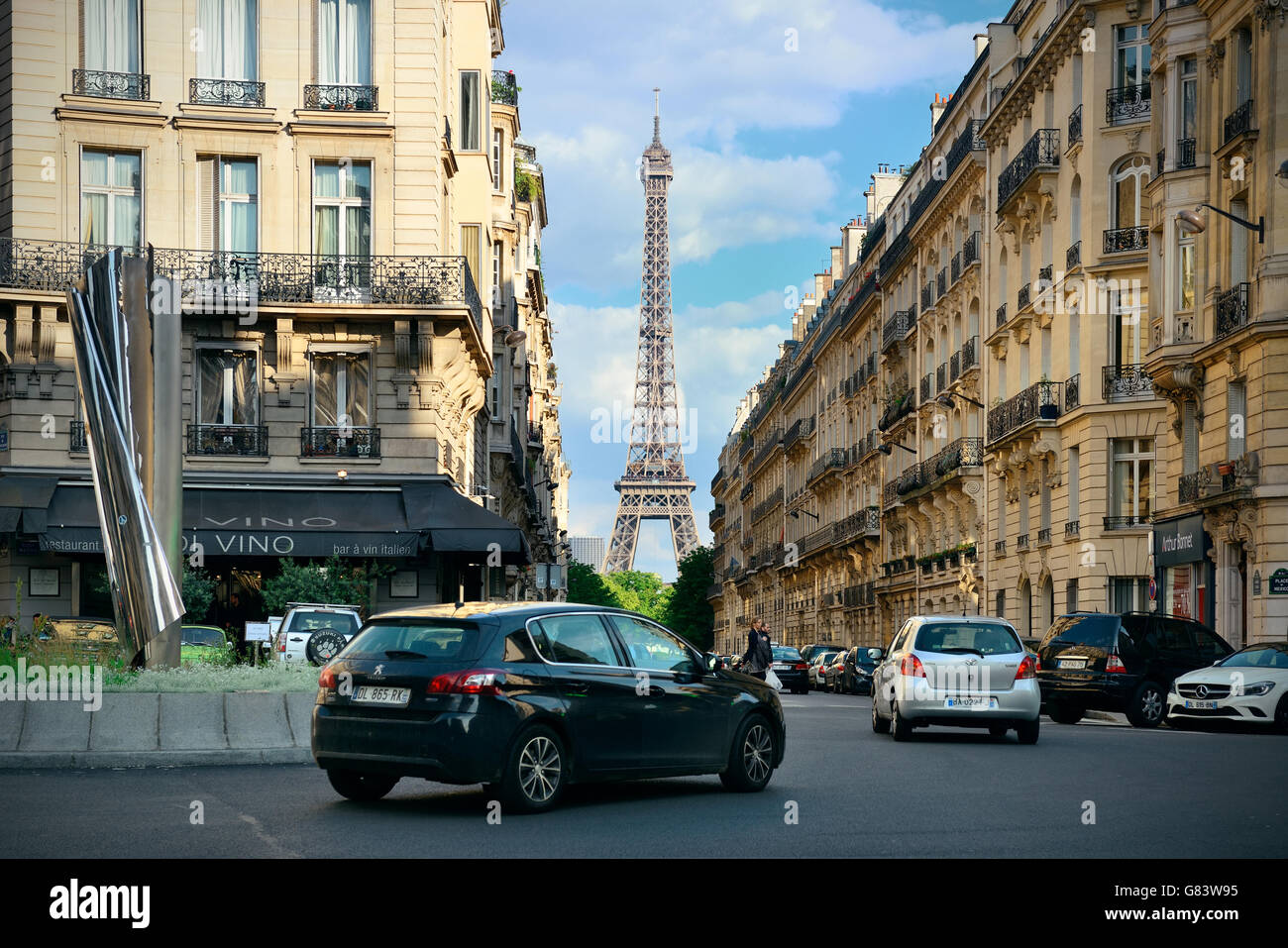 PARIS, FRANCE - MAY 13: Eiffel Tower and street view on May 13, 2015 in ...