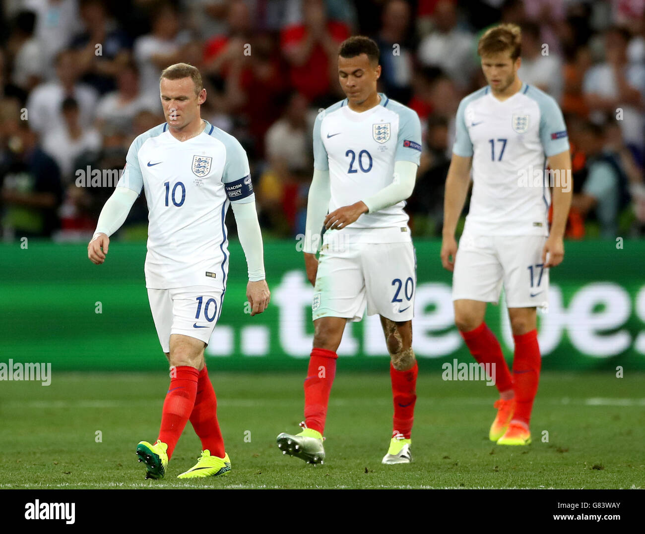 (left to right) England's Wayne Rooney, Dele Alli and Eric Dier ...