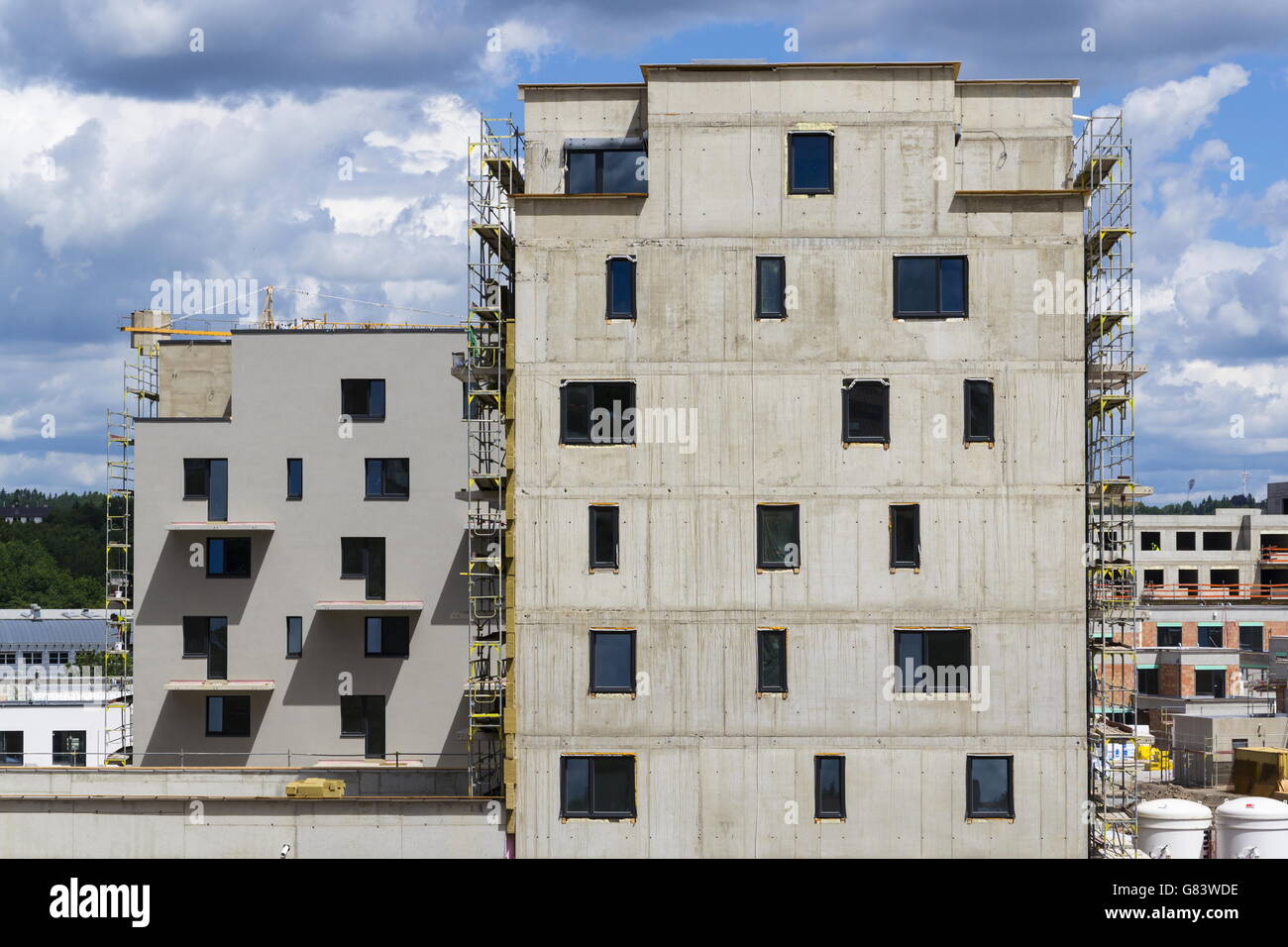 House apartment construction site with scaffolding Stock Photo - Alamy