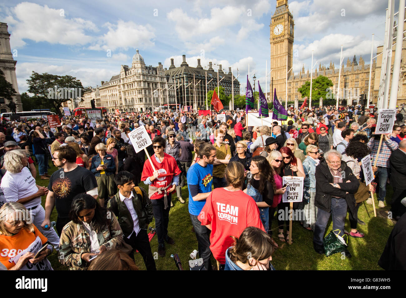 A general view of part of the large crowd in Parliament Square ...