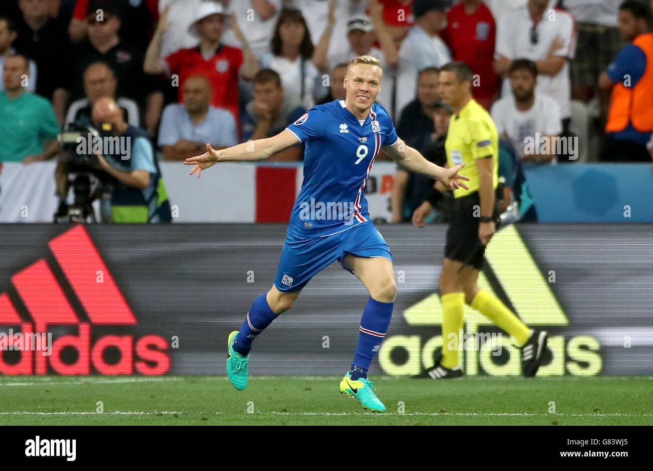 Iceland's Kolbeinn Sigthorsson celebrates scoring his side's second ...