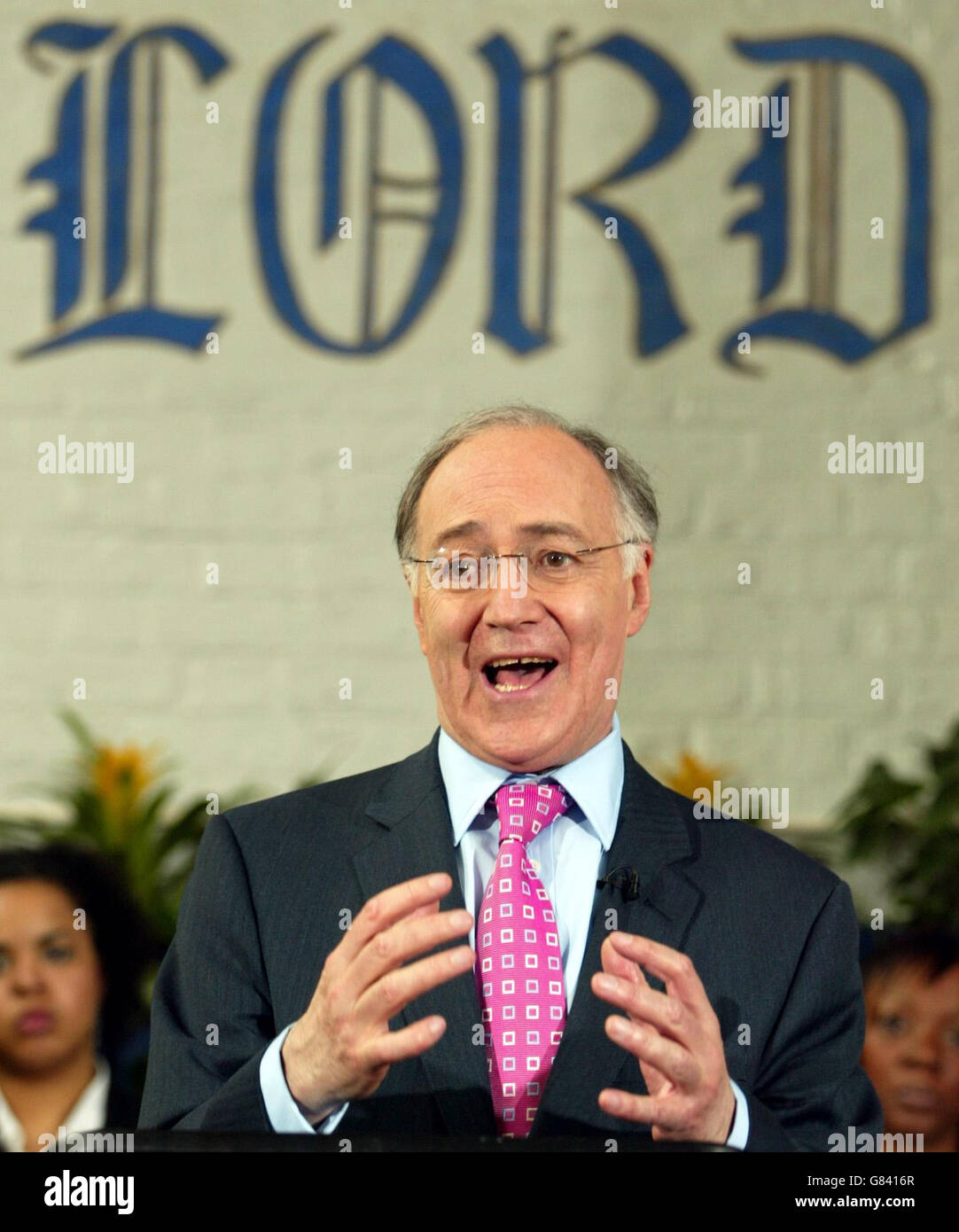 Michael Howard, the leader of the Conservative Party, making a speech ...