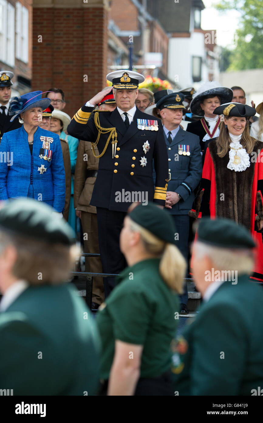 The Duke of York (centre) attends a parade as part of Armed Forces Day ...