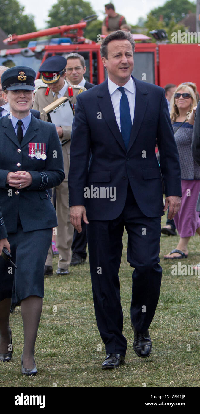 Prime Minister David Cameron meets armed forces personnel as he views ...