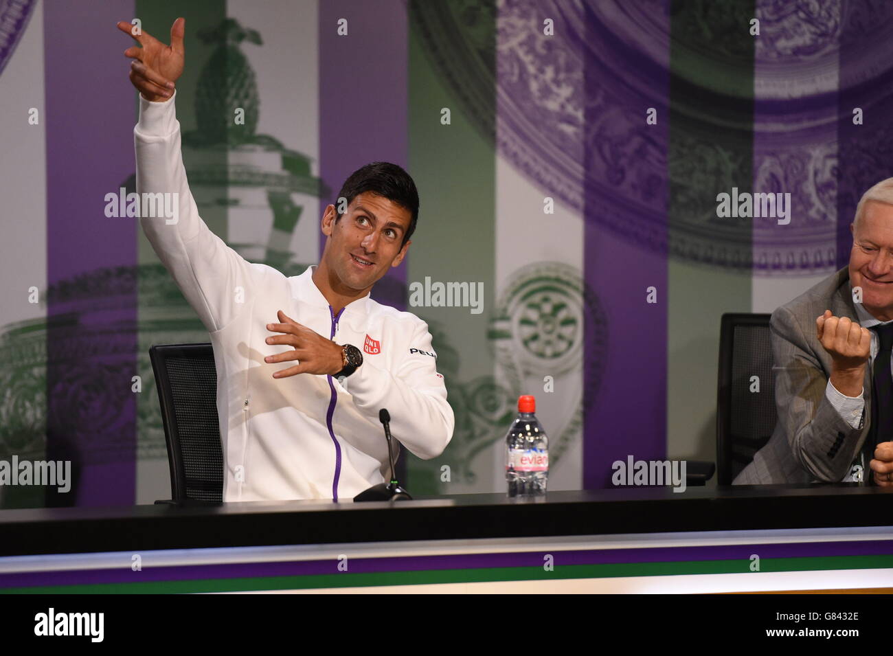 Serbia's Novak Djokovic gives a press conference in the Main Interview ...