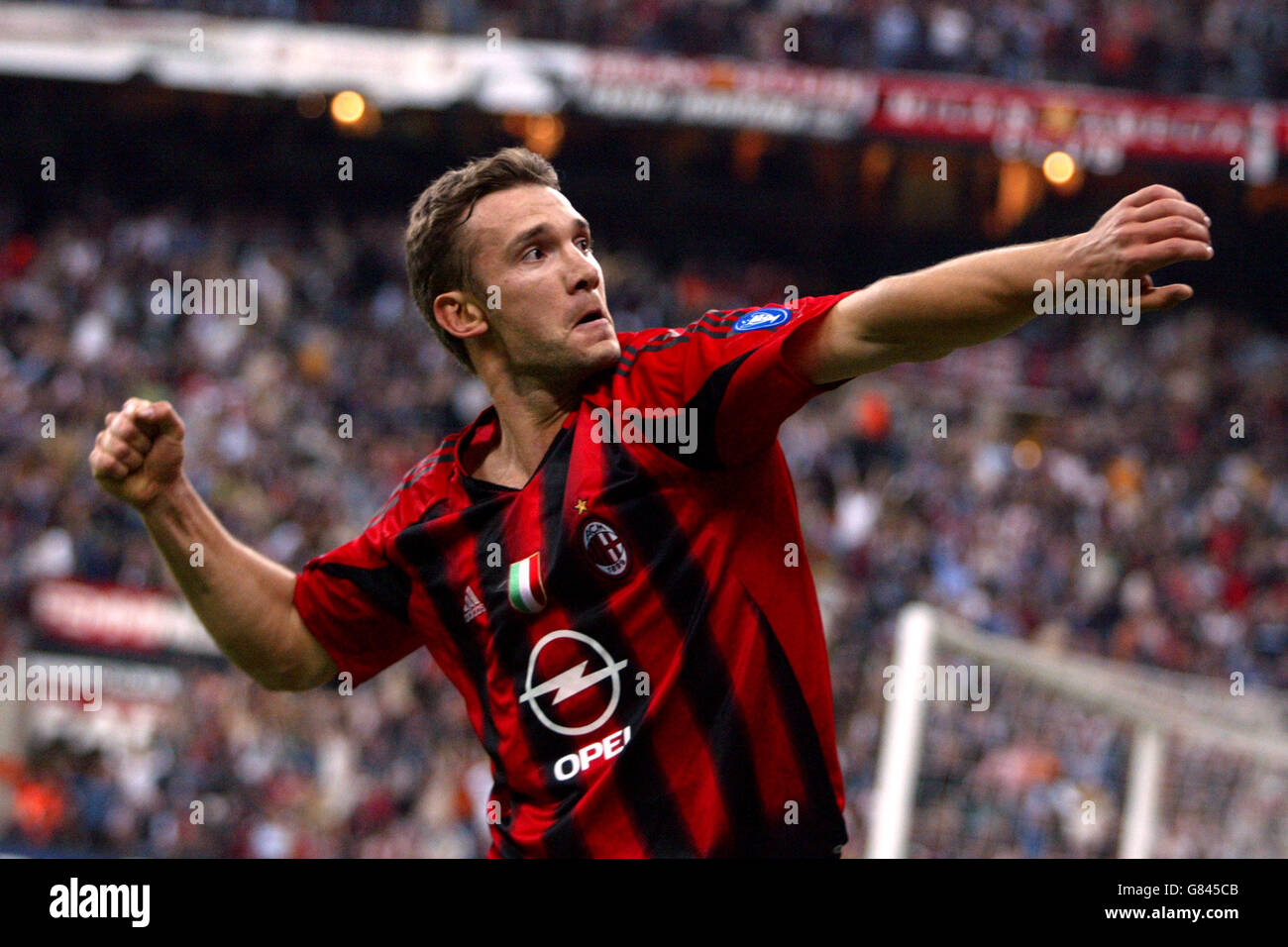 AC Milan's Andriy Shevchenko celebrates scoring the first goal Stock ...