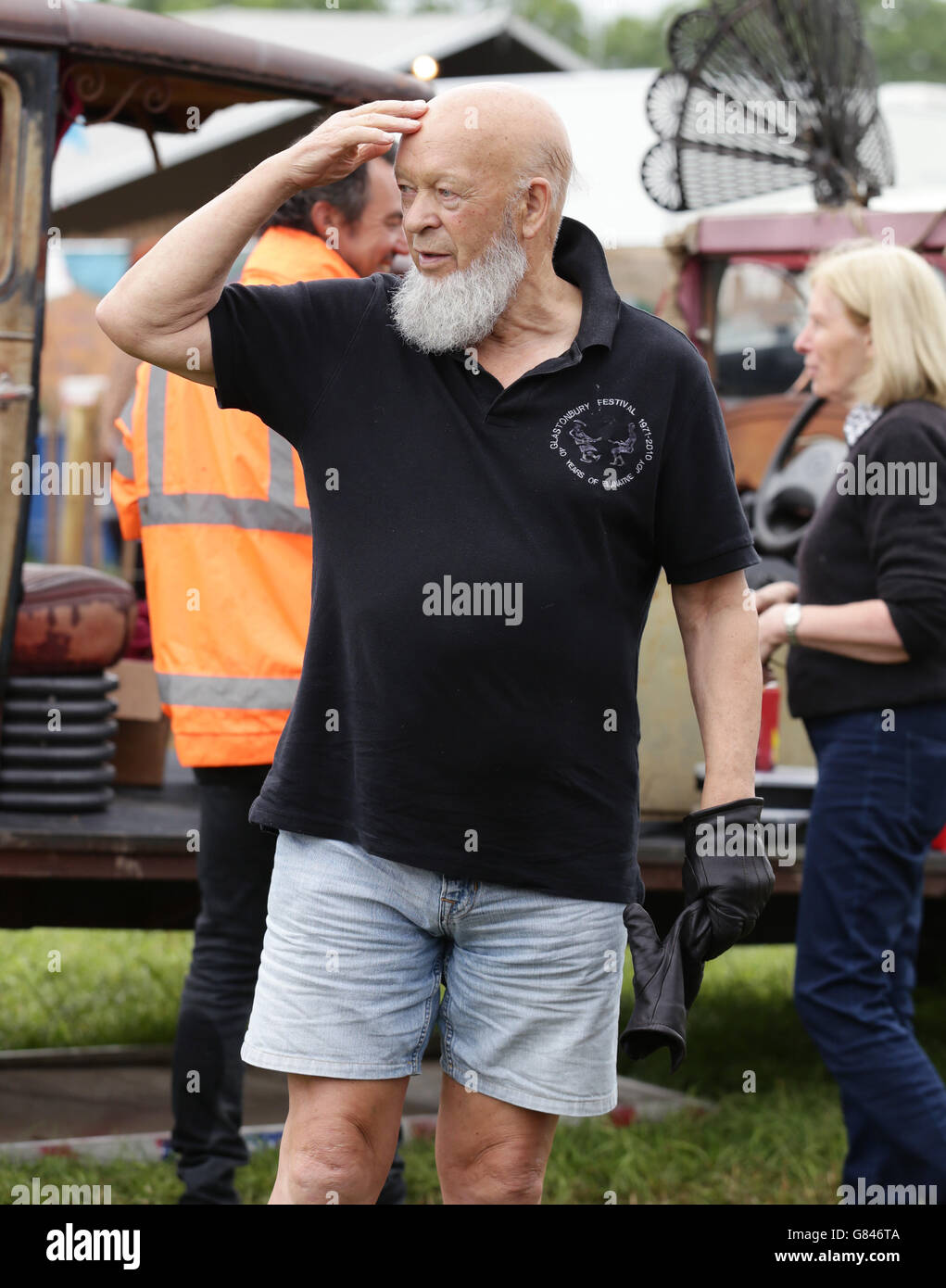 Michael Eavis backstage at the Glastonbury Festival, at Worthy Farm in ...