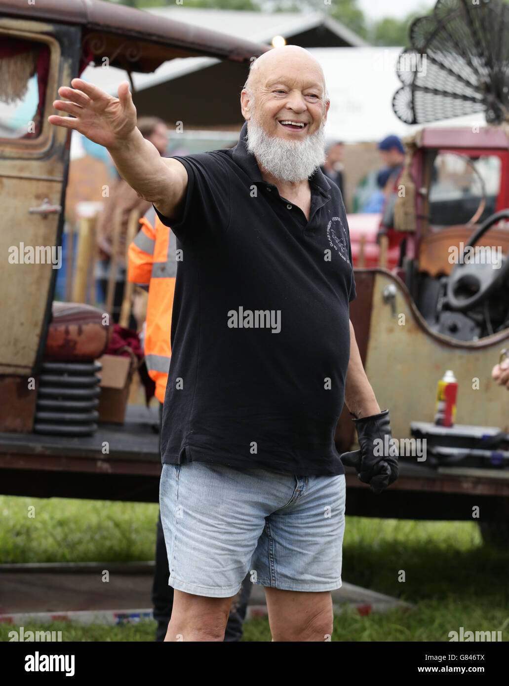 Michael Eavis backstage at the Glastonbury Festival, at Worthy Farm in ...
