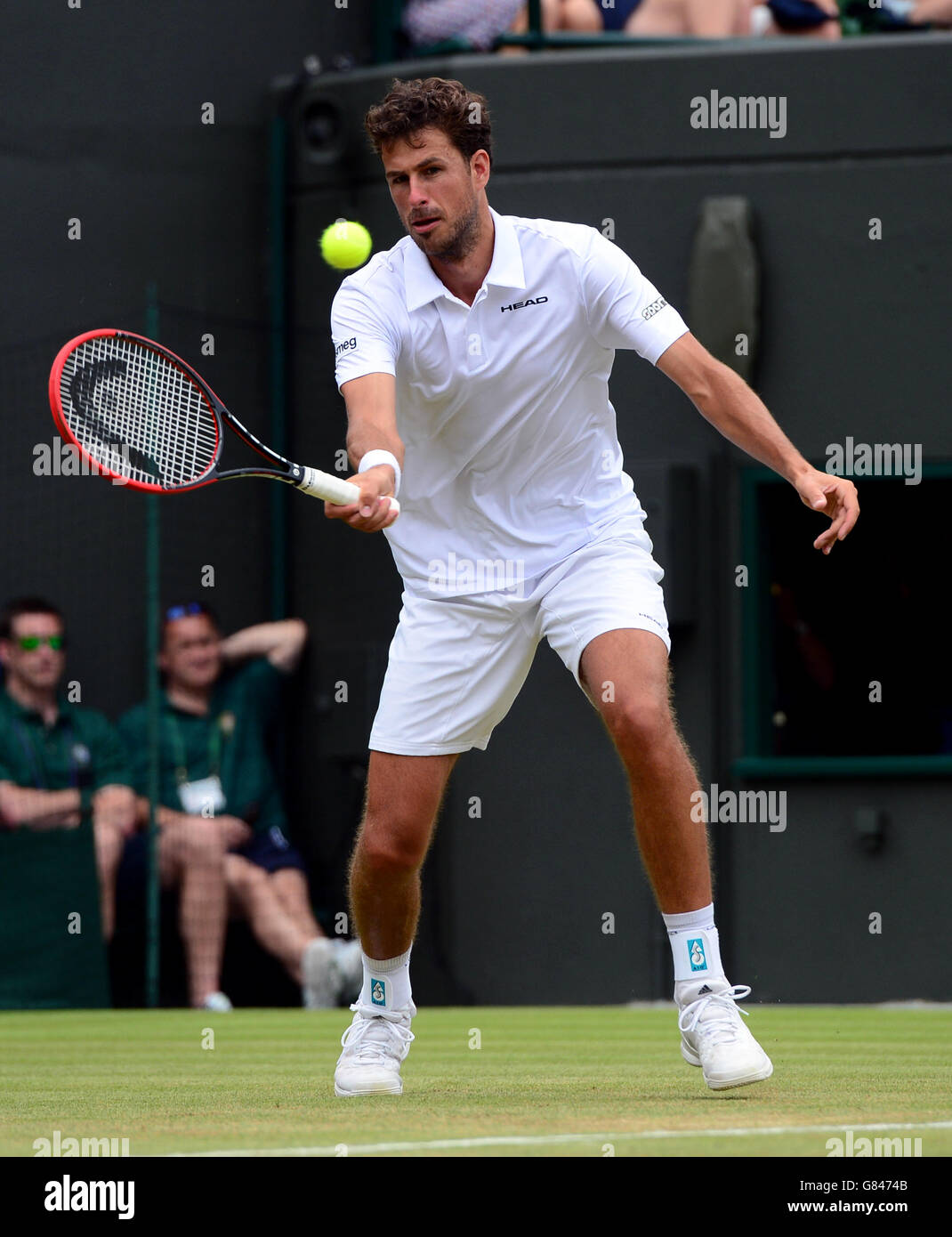 Robin Haase in action against Andy Murray Four of the Wimbledon ...