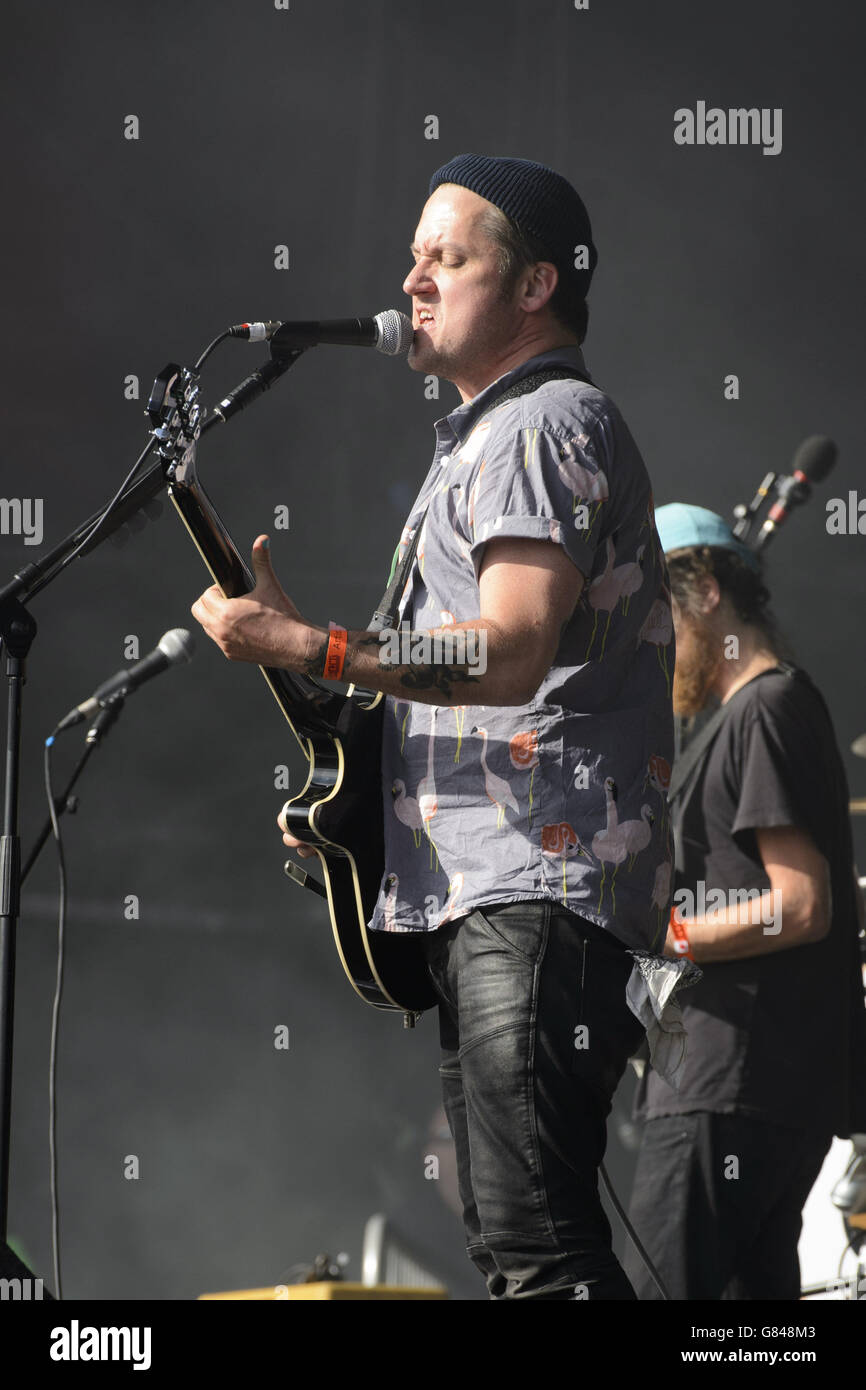Isaac Brock of Modest Mouse performing at the Calling Festival, held on ...