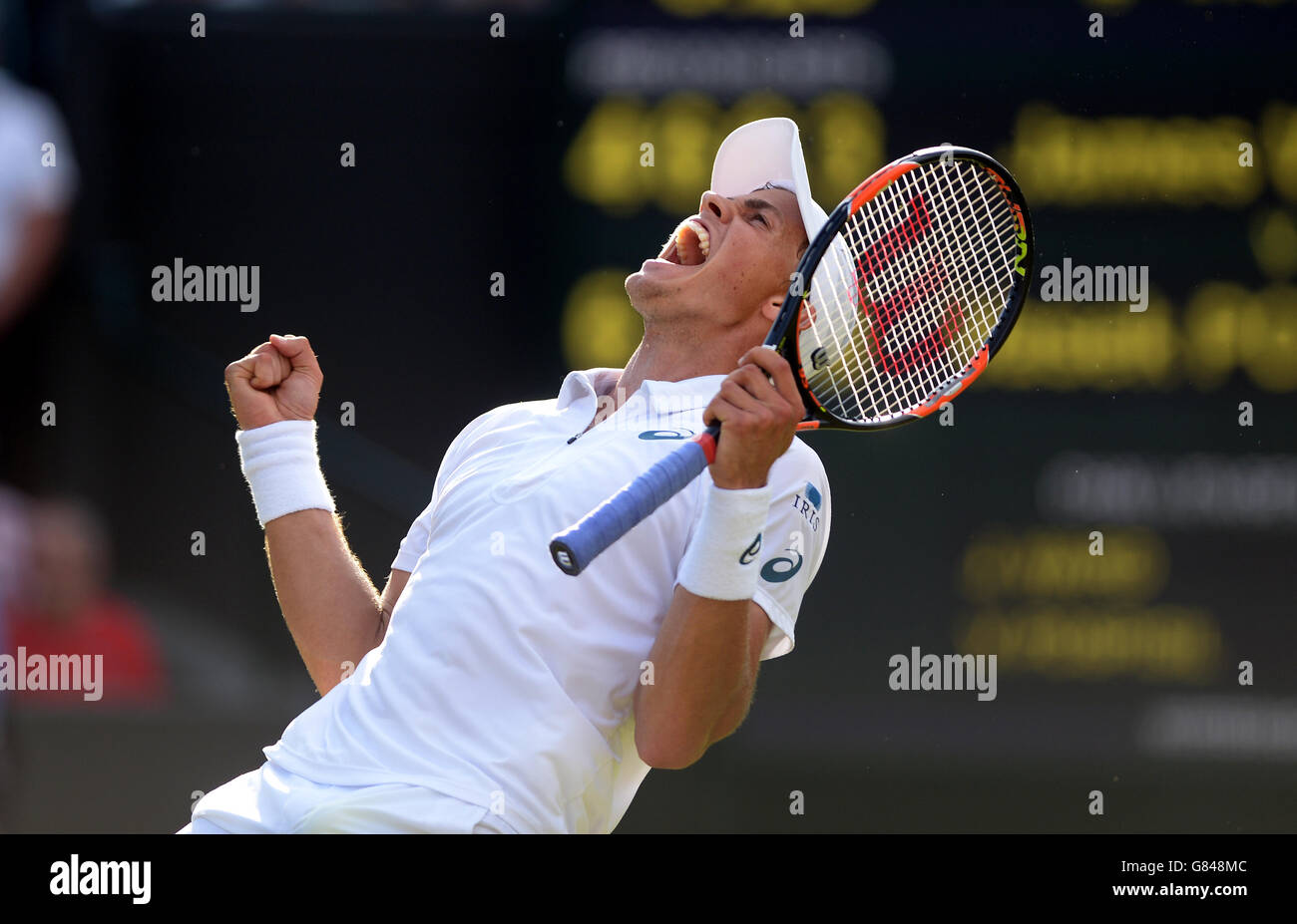 Vasek Pospisil celebrates beating James Ward on day Six of the ...