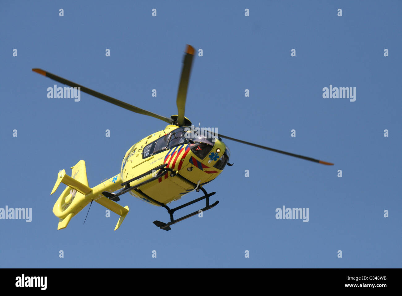 MEDEMBLIK ,NETHERLANDS - AUGUST 12, 2012: Medical rescue helicopter on ...