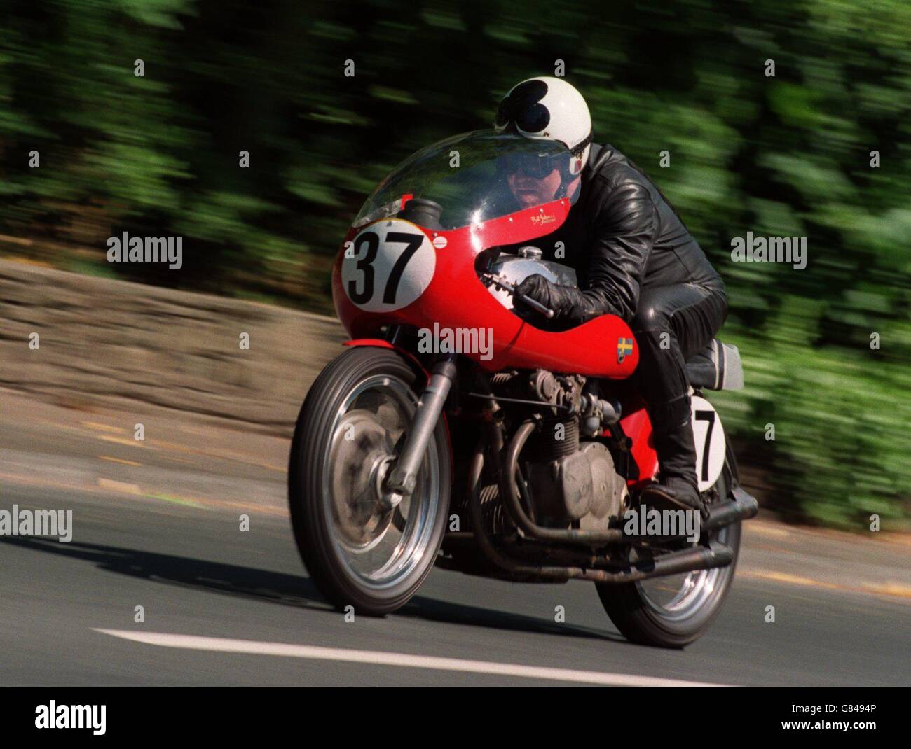 Isle of Man TT races. Classic bike at the Isle of Man TT races Stock ...