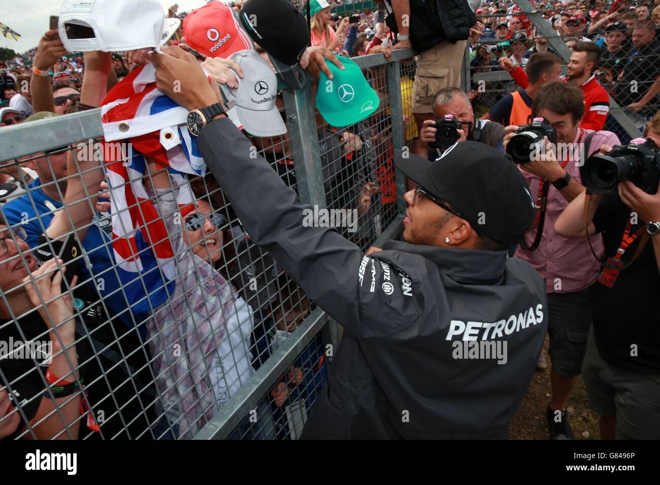 Lewis hamilton fans silverstone hi-res stock photography and images - Alamy