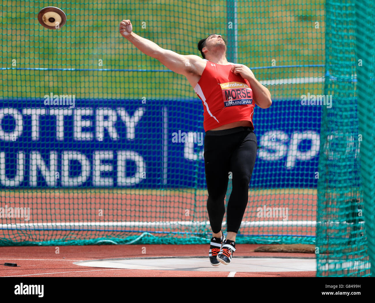 Brett Morse (Cardiff A A C) during the men's discus throw final during ...
