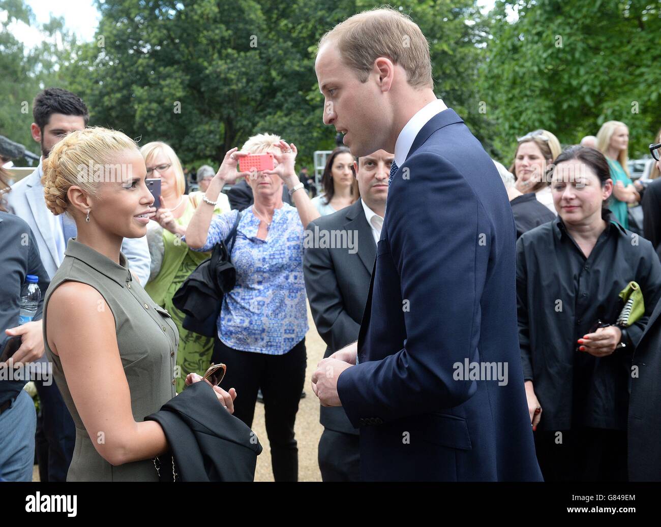 7/7 survivor Gill Hicks (right) watches the Duke of Cambridge as he ...