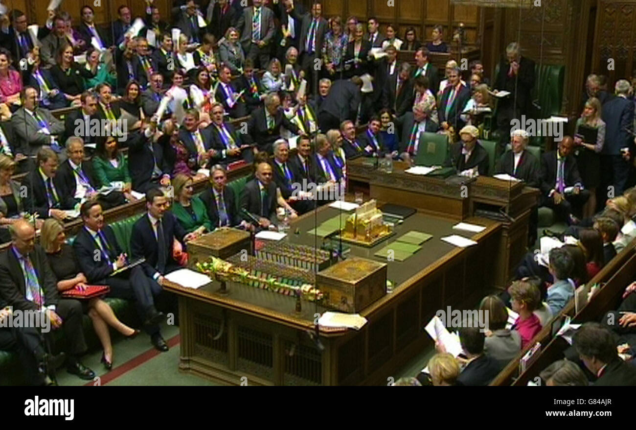 Conservative MPs wave their order papers after Chancellor of the ...