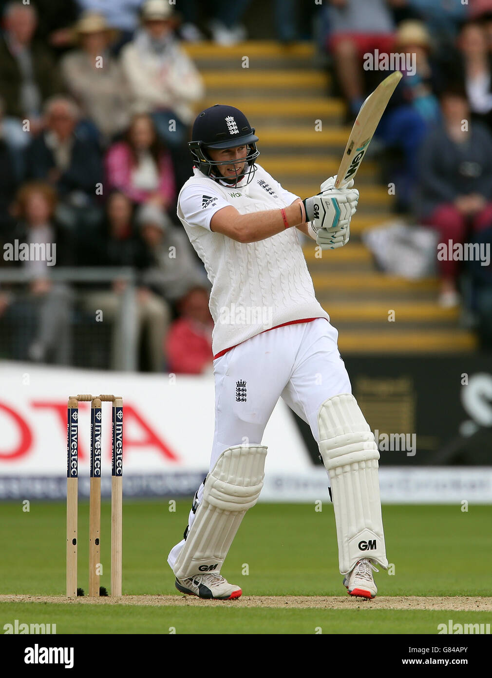 During the first investec ashes test at the swalec stadium hi-res stock ...