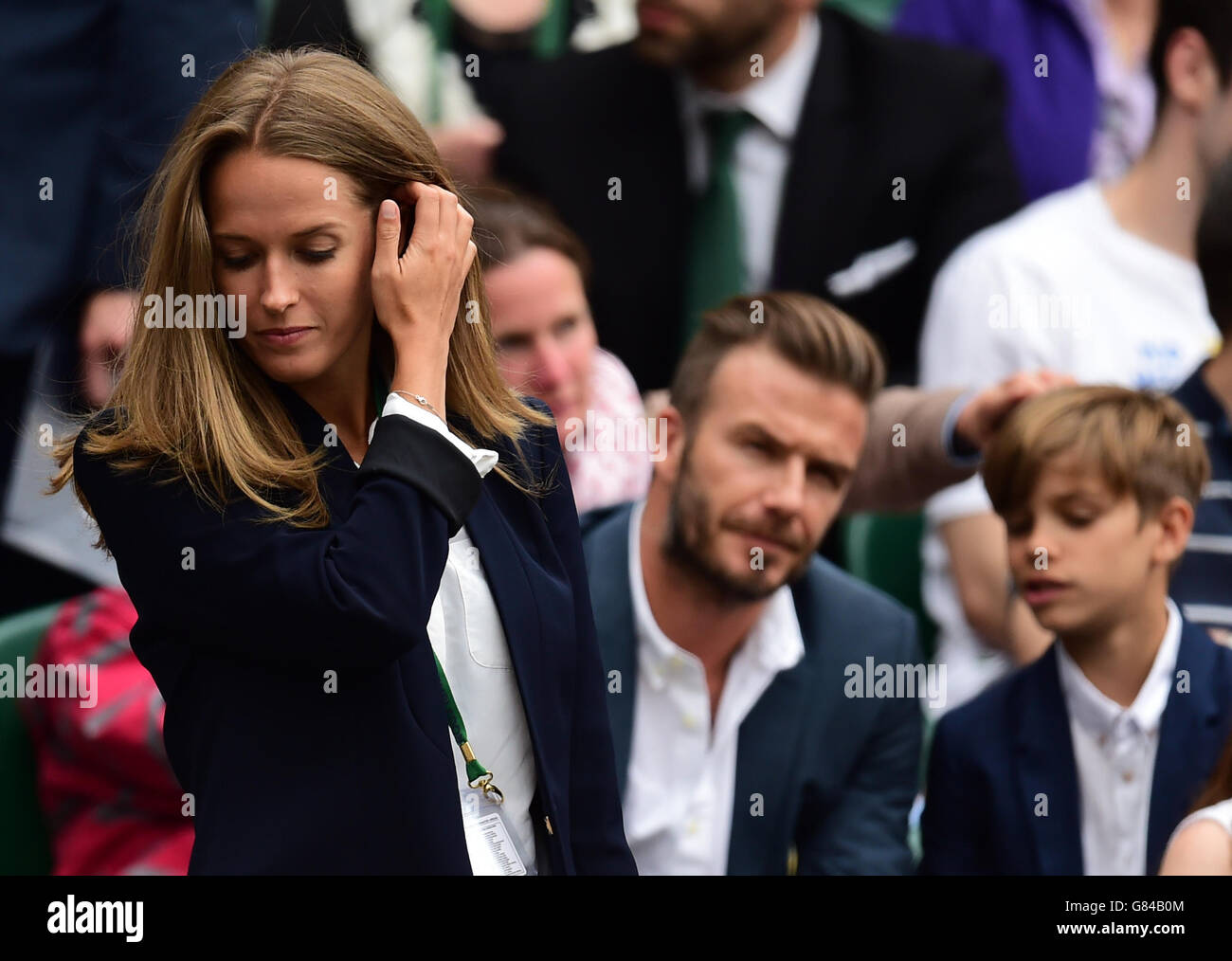 Kim Murray in the players box during day Nine of the Wimbledon ...