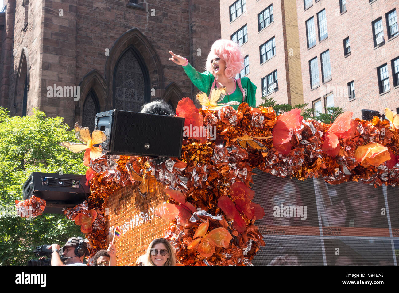 LGBT float at the NYC Pride March on Fifth Avenue in Greenwich Village ...
