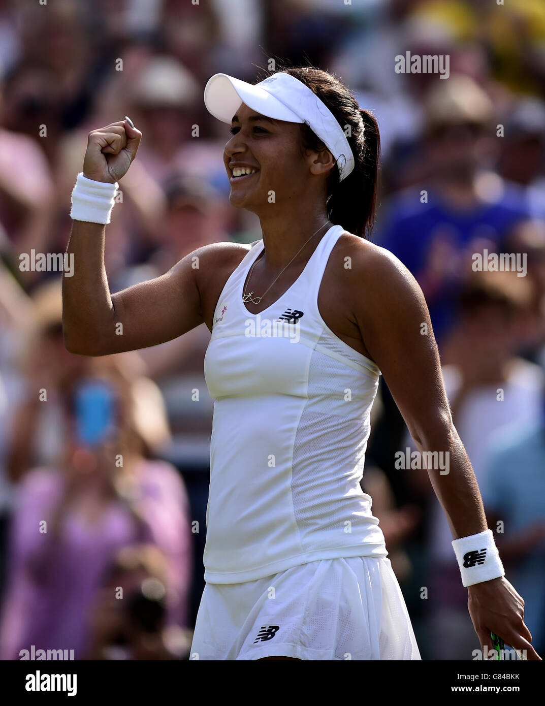 Heather Watson celebrates victory over Daniela Hantuchova during day ...