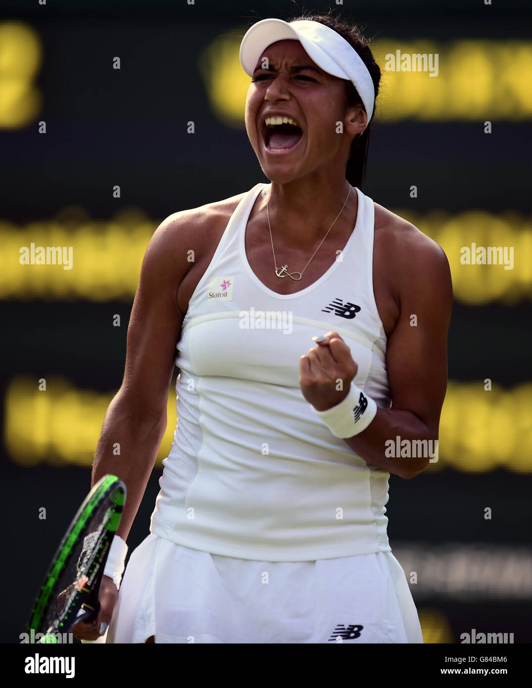 Heather Watson reacts during her match against Daniela Hantuchova on ...