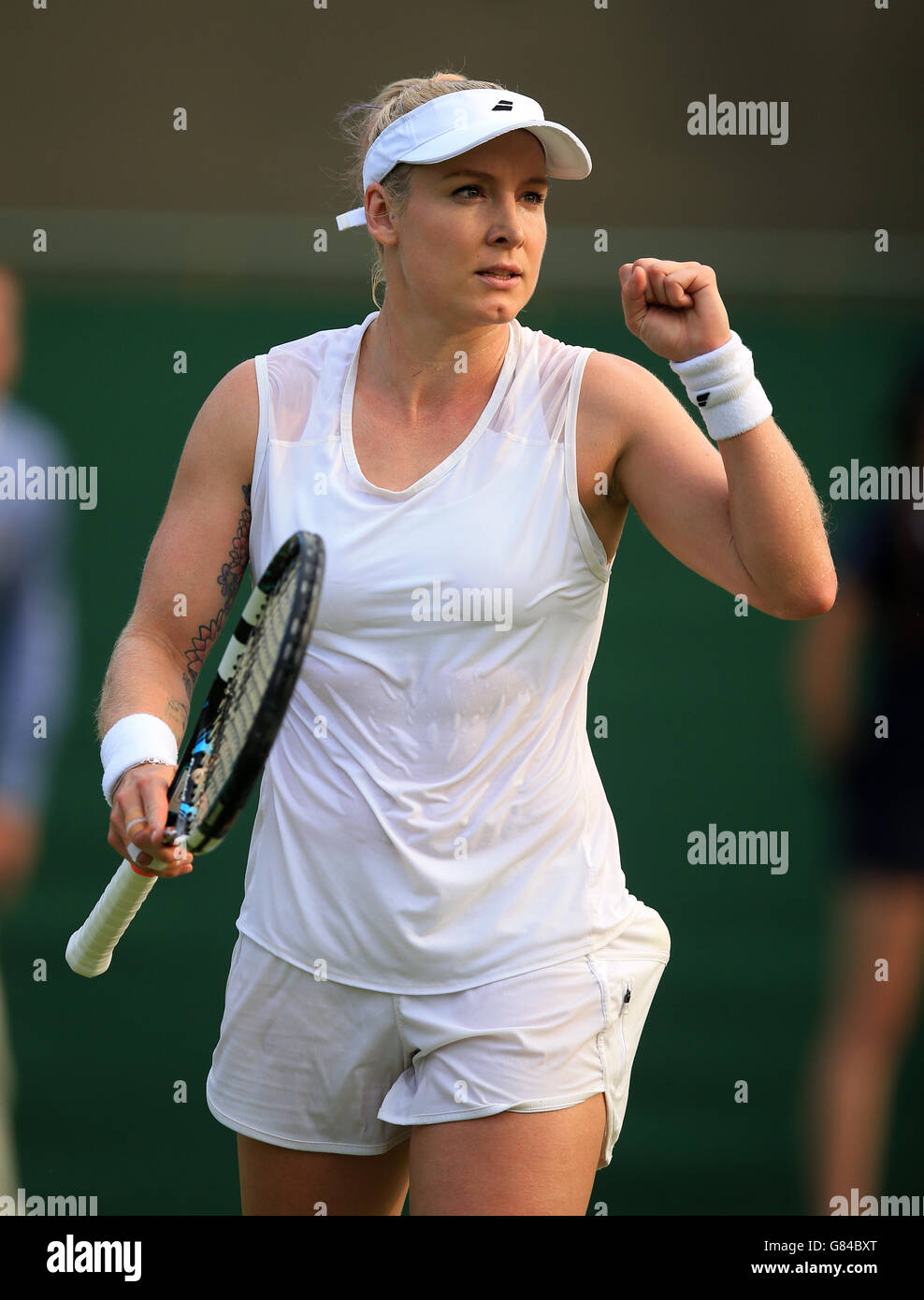 Bethanie Mattek-Sands celebrates against Ana Ivanovic on day Three of ...
