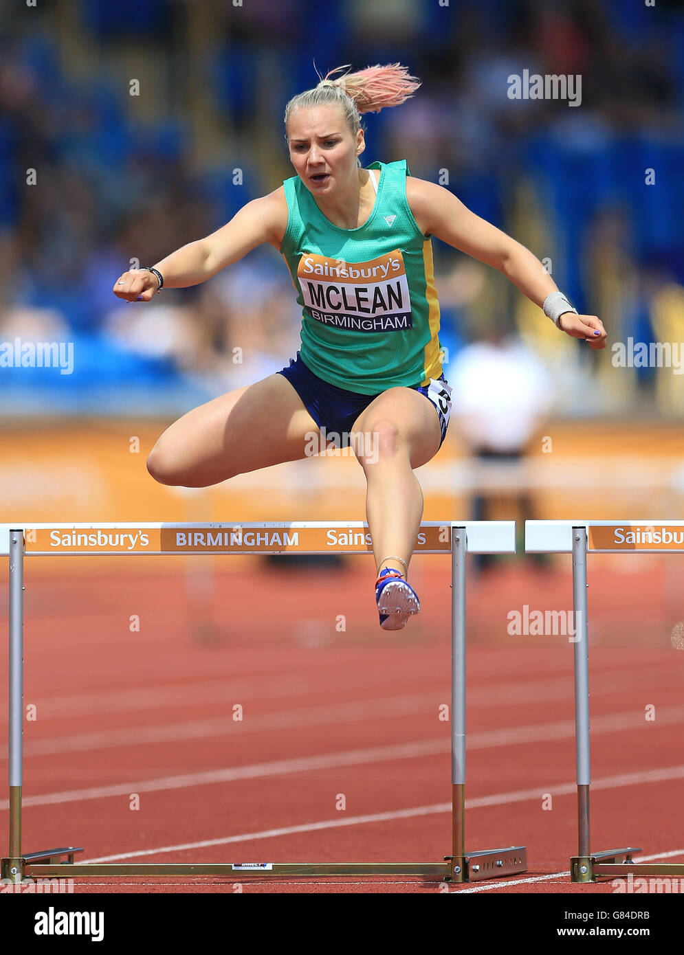 Hayley McLean in action during the 400m Hurdles Women's heats during ...