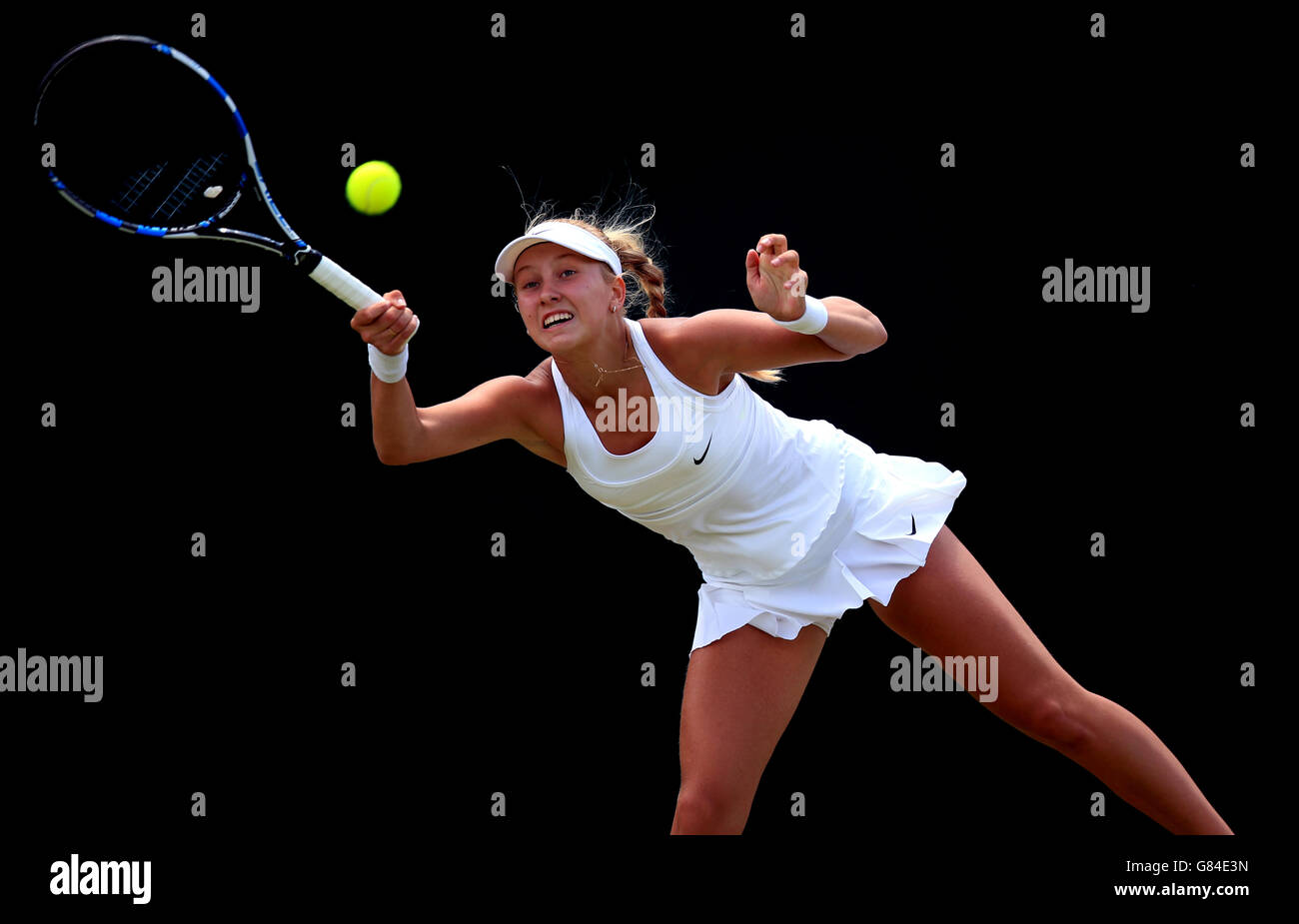 Anastasia Potapova competes in the girls singles during day Eight of ...